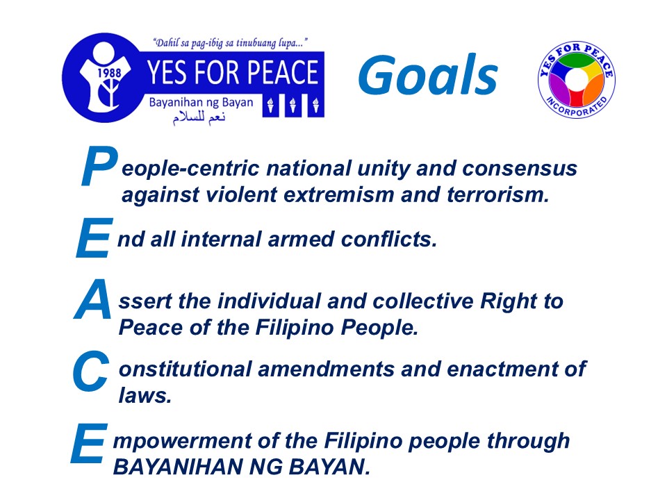 GOALS - YES for PEACE - Bayanihan ng Bayan